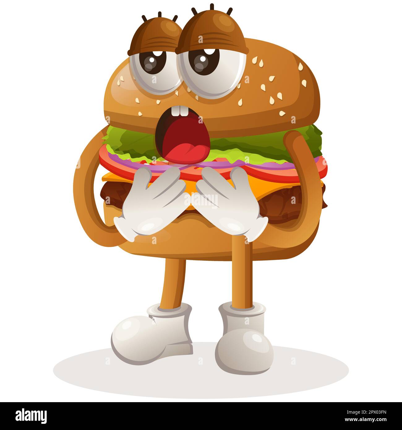 Cute burger mascot design with bored expression. Burger cartoon mascot ...