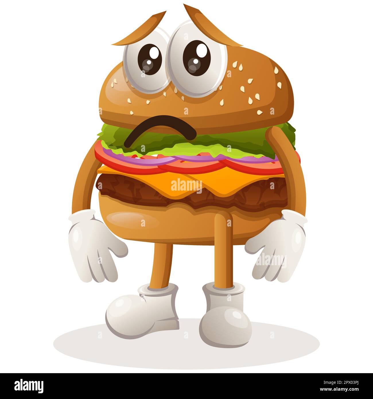 Cute burger mascot design with sad expression. Burger cartoon mascot ...