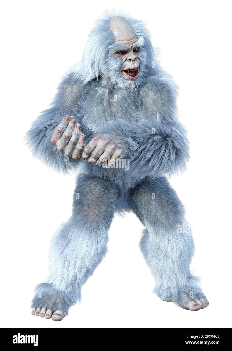 3D rendering of a fantasy creature yeti isolated on white background ...