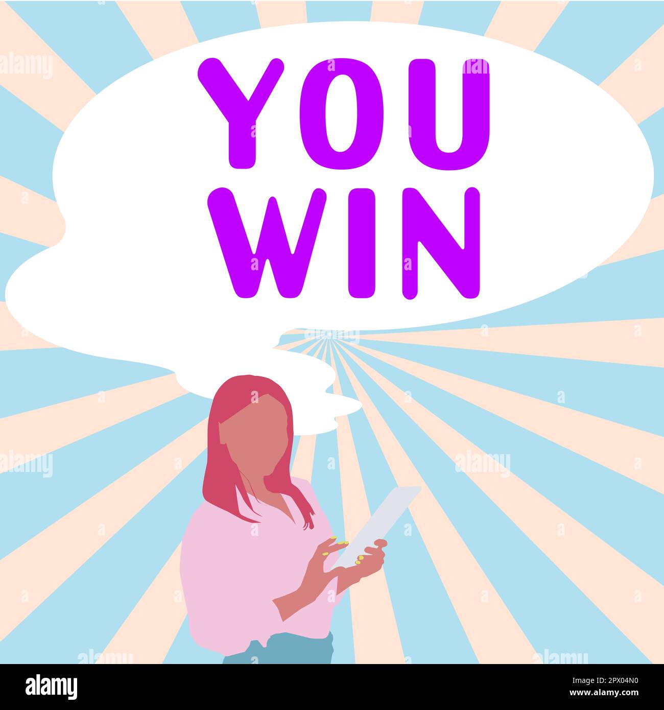 Sign displaying You Win, Business showcase be first in school race or ...