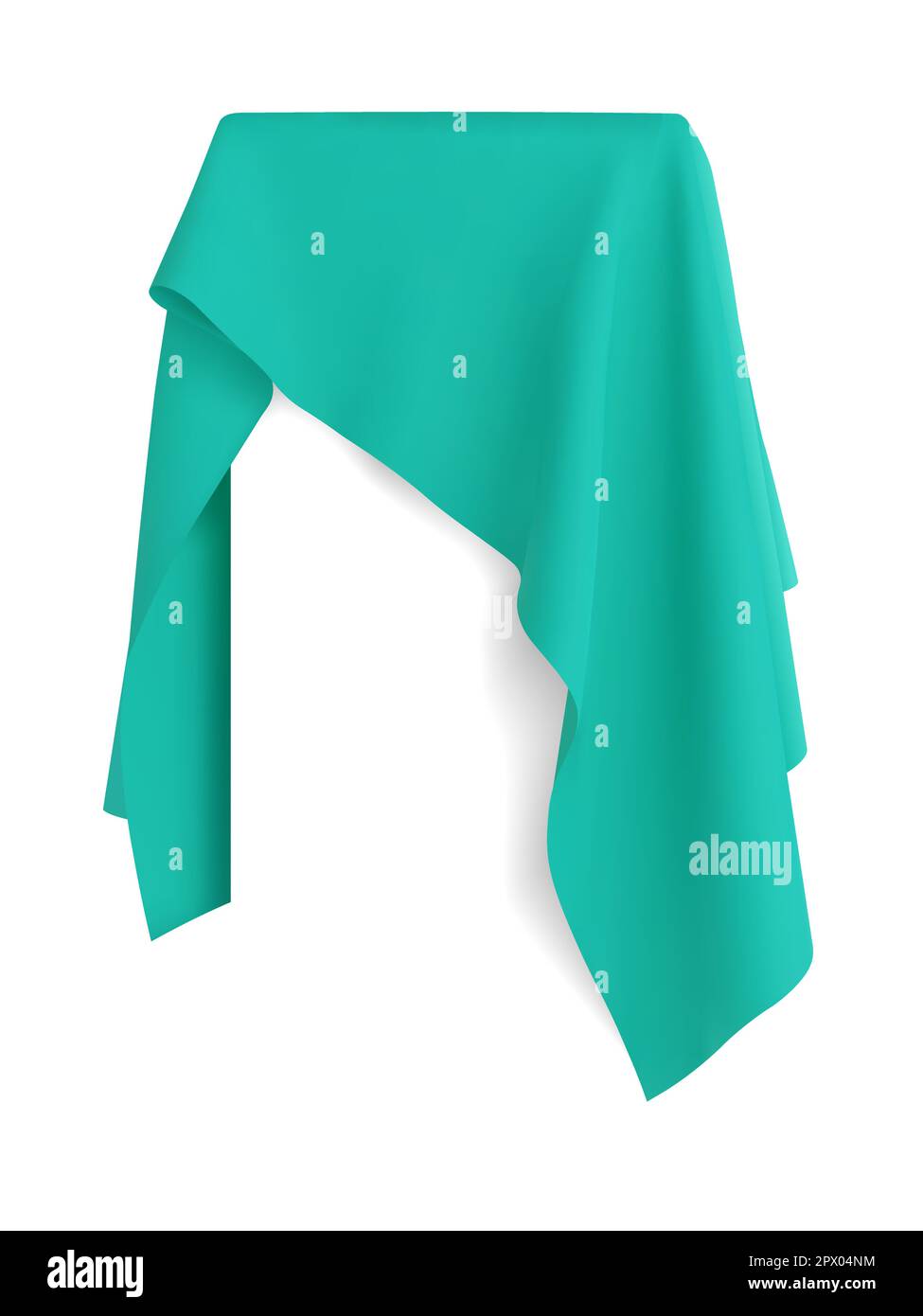 Turquoise blue fabric covering a blank template vector illustration ...