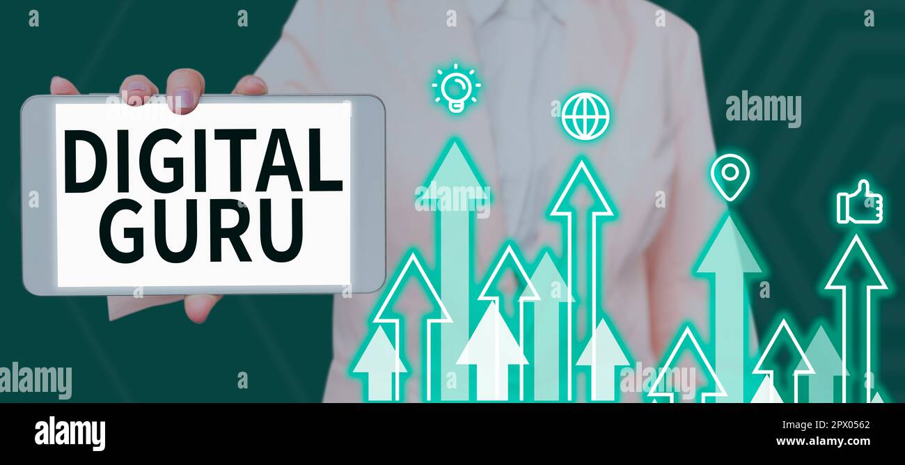 Conceptual display Digital Guru, Word Written on teacher and ...