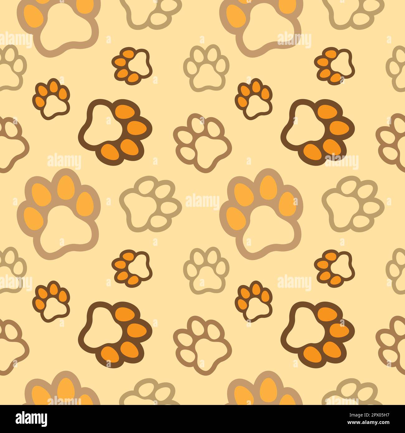Paw seamless pattern vector doodle abstract animal footprint background ...