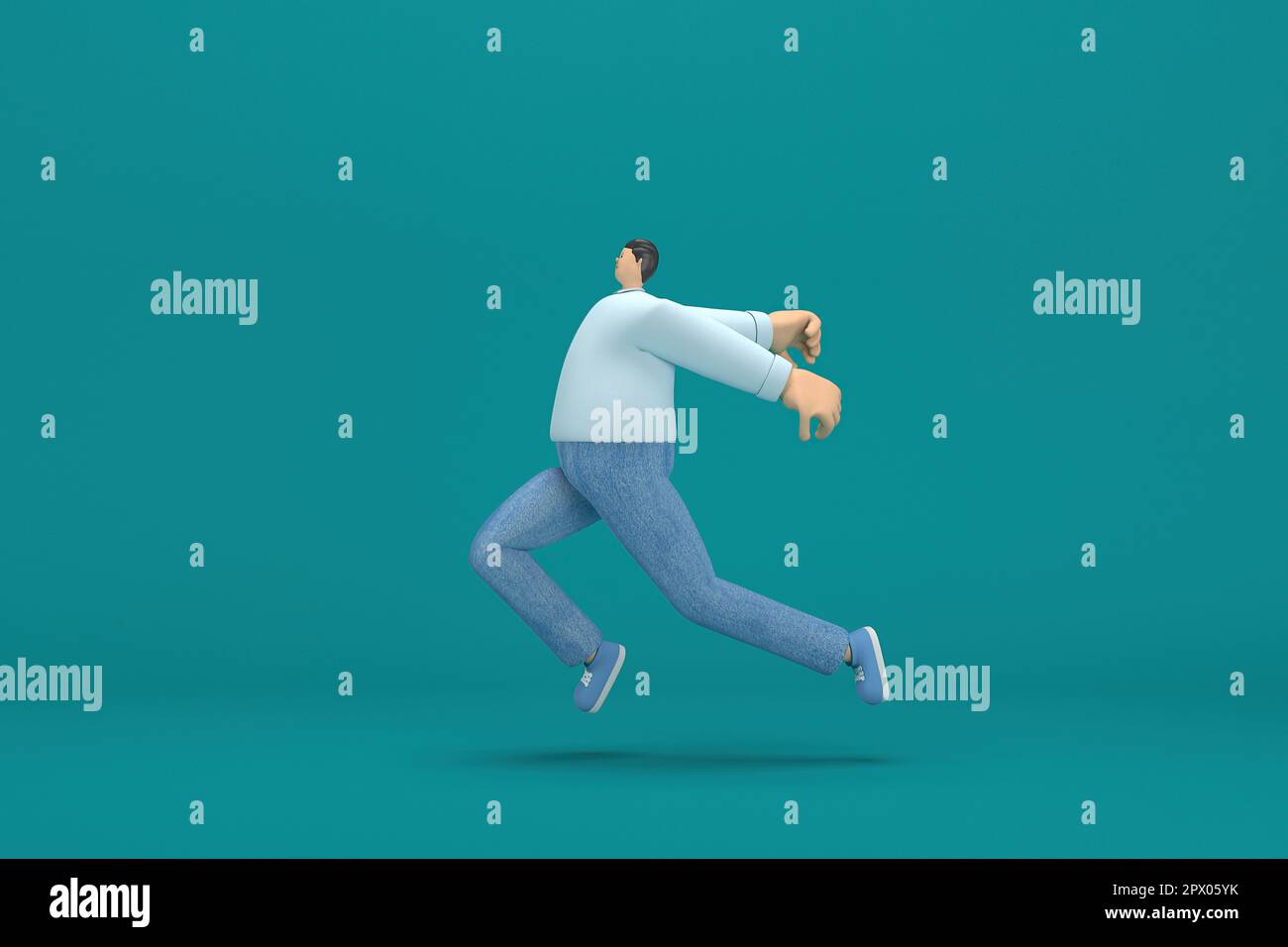 cartoon character wearing jeans white long shirt. 3d illustrator in ...
