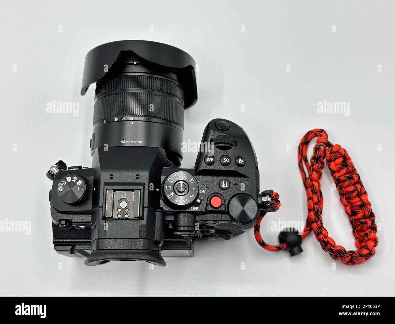 Black professional mirrorless camera on a white background Stock Photo ...