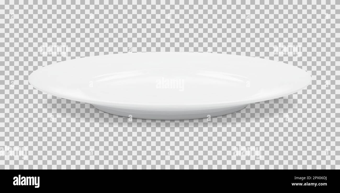 White round empty plate side view with transparent shadow Stock Vector ...