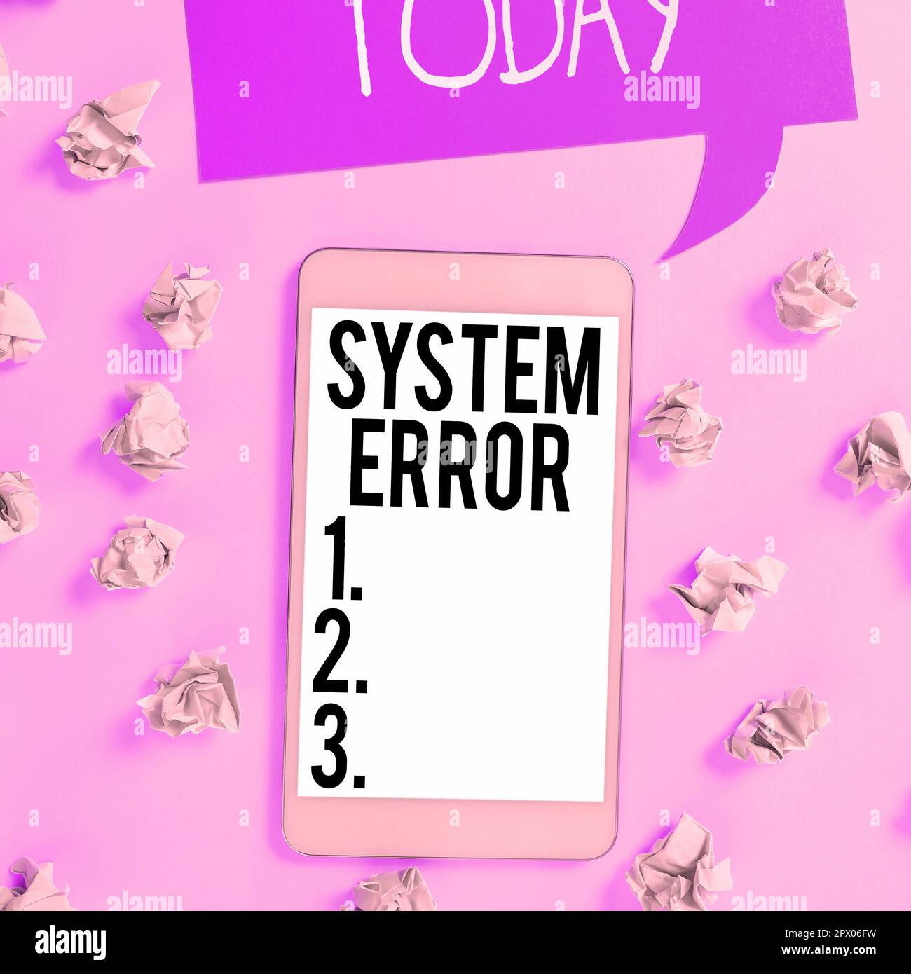 Text caption presenting System Error, Word for Technological failure ...