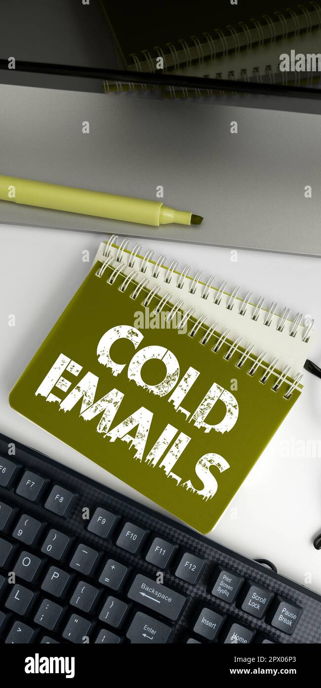 Sign displaying Cold Emails, Conceptual photo unsolicited email sent to ...
