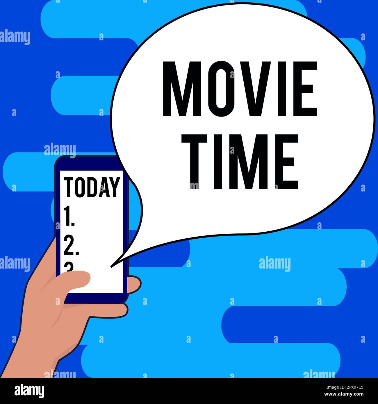 Text caption presenting Movie Time, Concept meaning the scheduled or ...