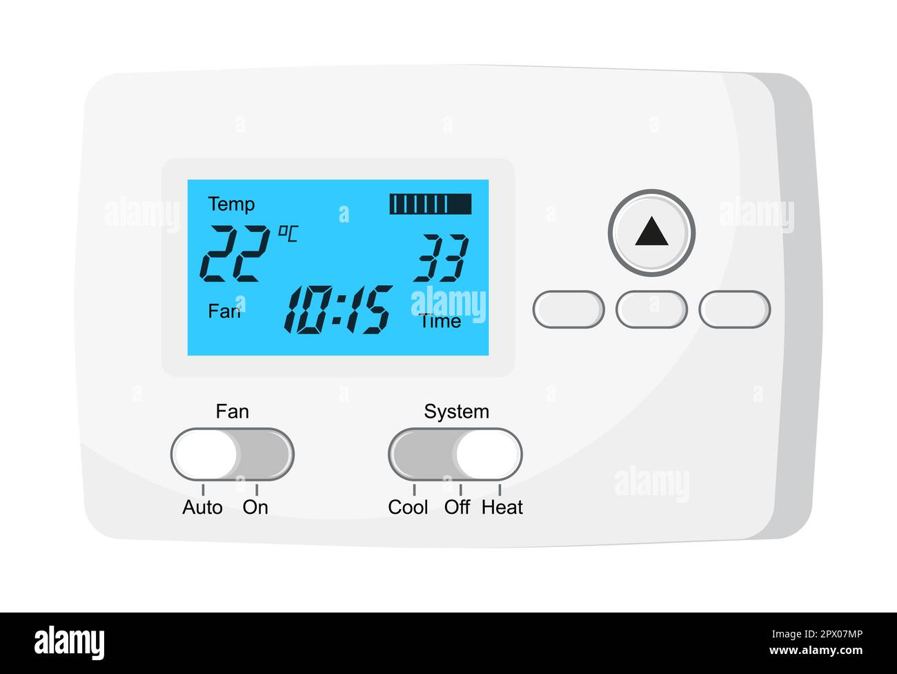 Thermostat vector. Controller with screen for floor, house heating, fan ...