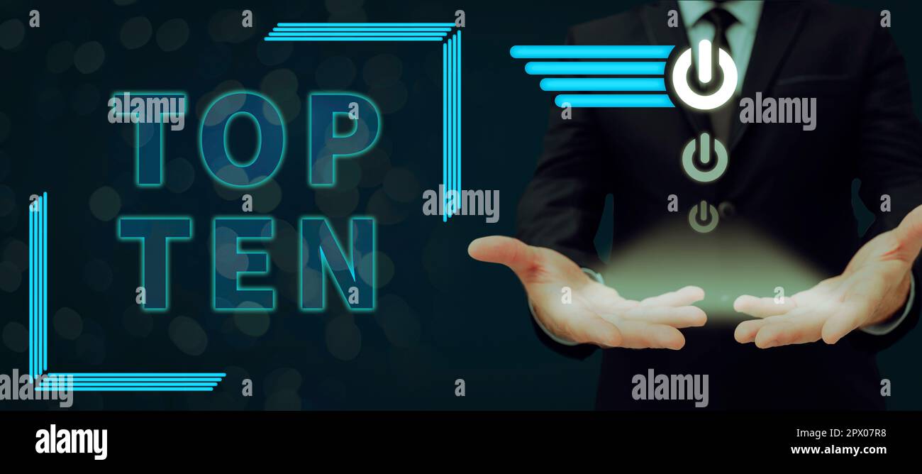 Inspiration showing sign Top Ten, Word for the ten most popular songs ...