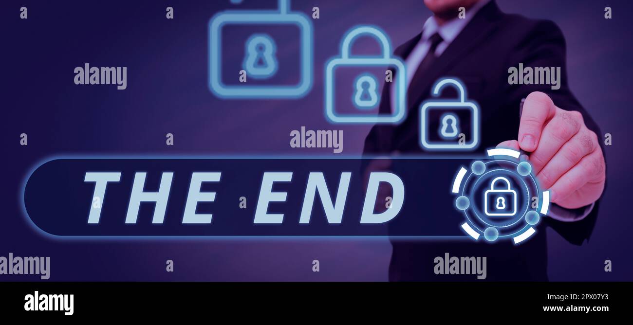 Conceptual display The End, Business concept Final part of play ...