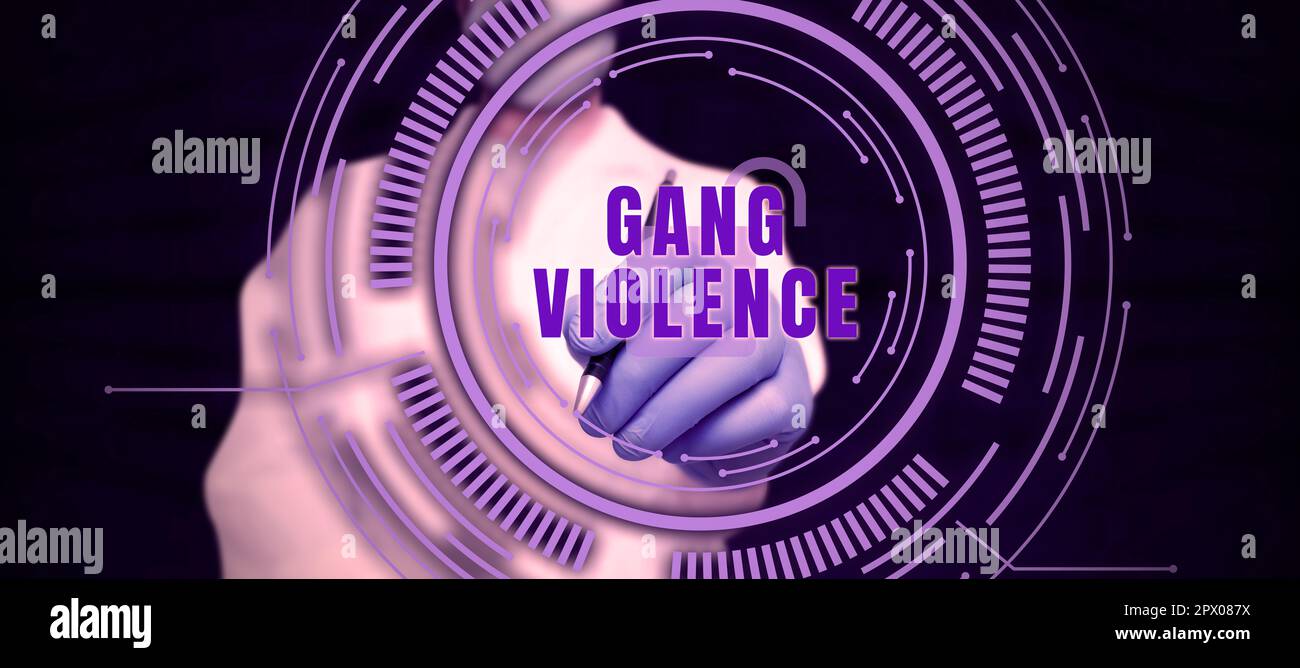 Conceptual display Gang Violence, Word for infringement of the laws ...