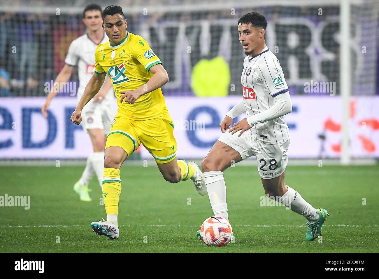 Mostafa MOHAMED of Nantes and Fares CHAIBI of Toulouse during the ...