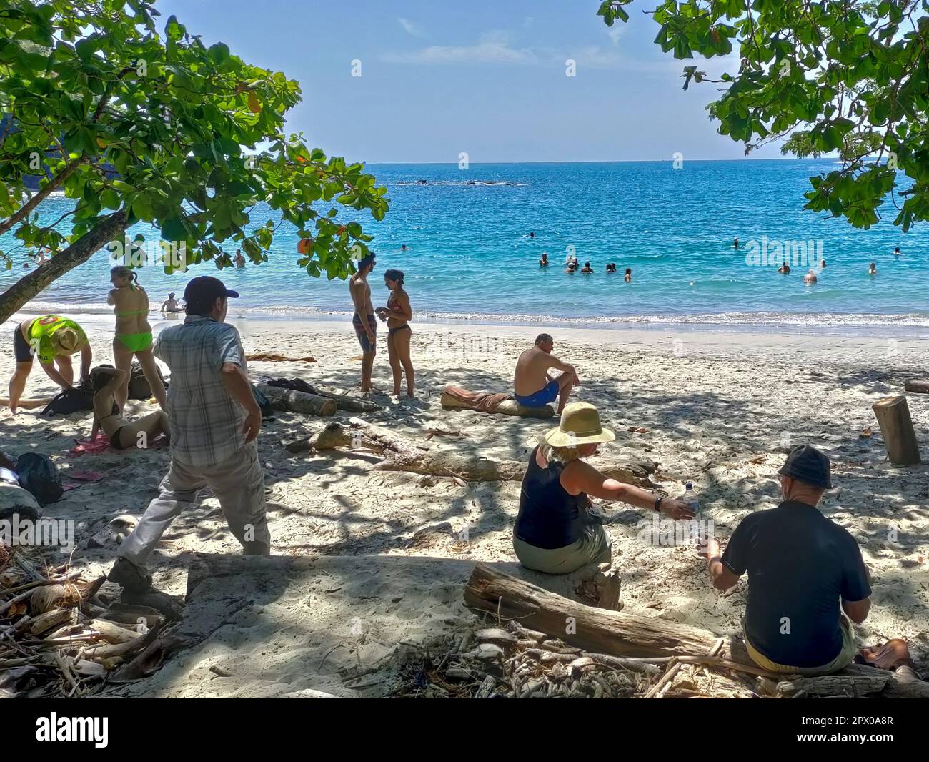 Manuel Antonio National Park, Costa Rica - Tourists on a Pacific Ocean ...