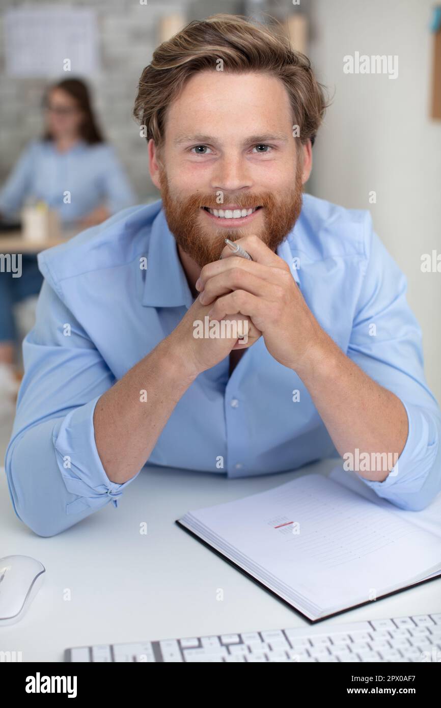 handsome business man smiling cheerful with confident smile on face ...