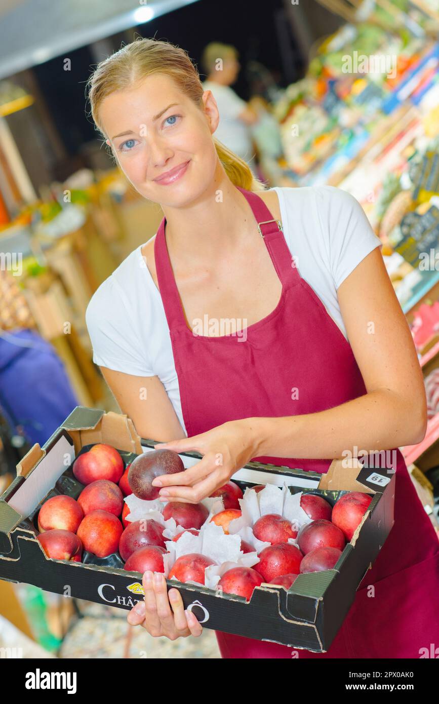 Supermarket shop assistant checking hi-res stock photography and images ...