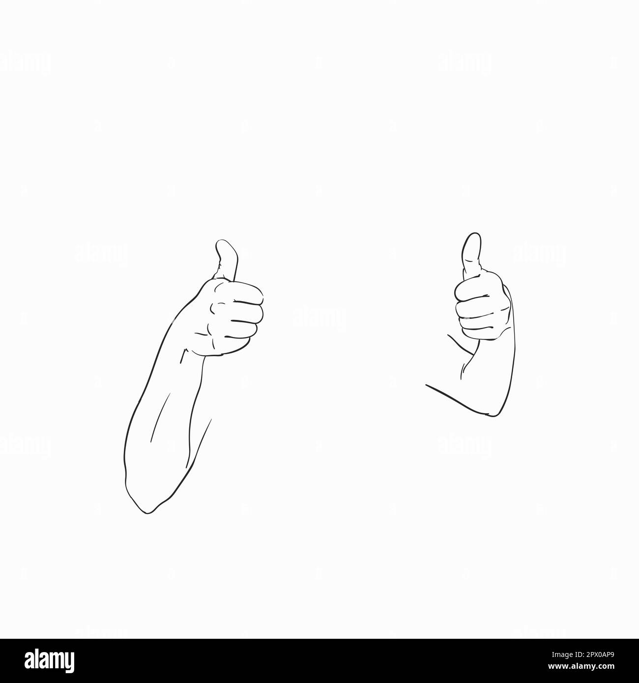 Sketch of two hands with thumb up, Hand drawn vector linear ...