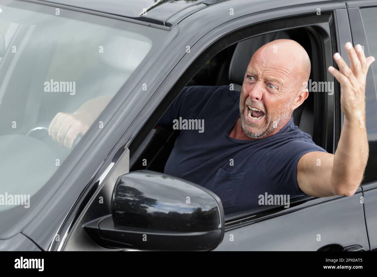 impulsive and energetic mature man shouting out of the window Stock ...