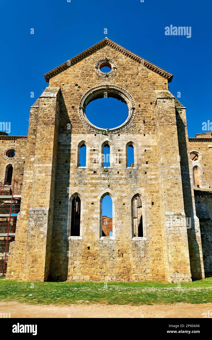 The roofless abbey of Saint Galgano. Siena Tuscany Italy Stock Photo ...