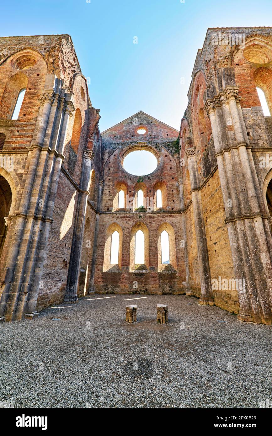 The roofless abbey of Saint Galgano. Siena Tuscany Italy Stock Photo ...