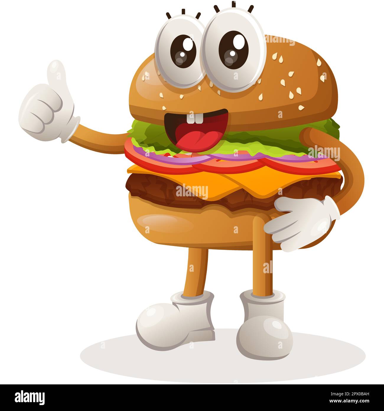 Cute burger mascot design thumbs up. Burger cartoon mascot character ...