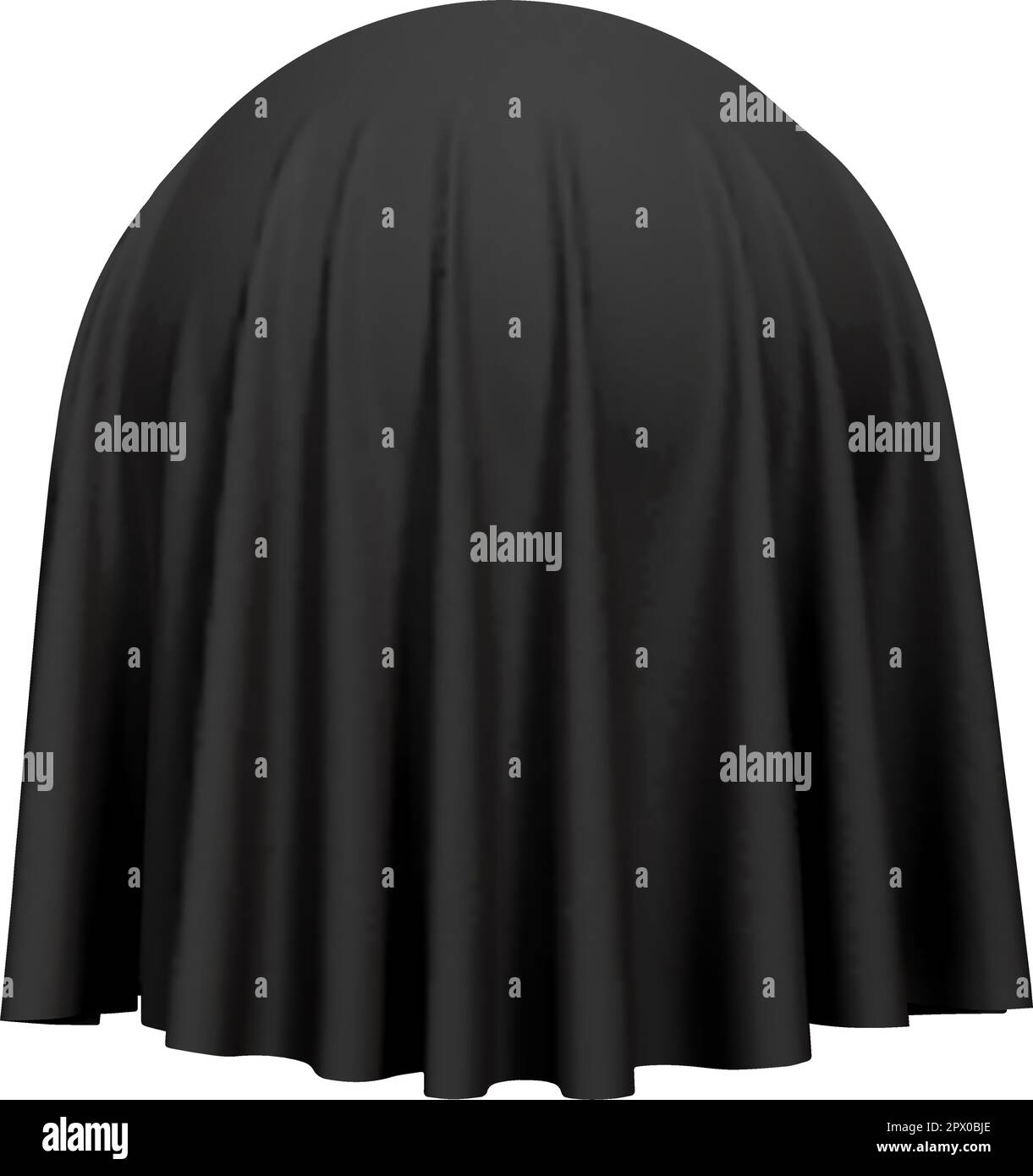 Ball or sphere covered with black fabric isolated on white background ...