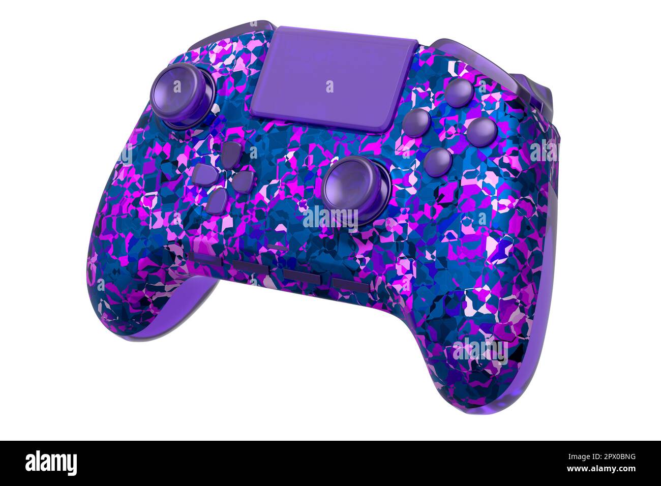 Realistic video game joystick with mosaic seamless pattern on white ...