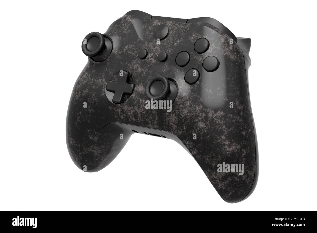 Realistic video game joystick with black marble texture on white ...
