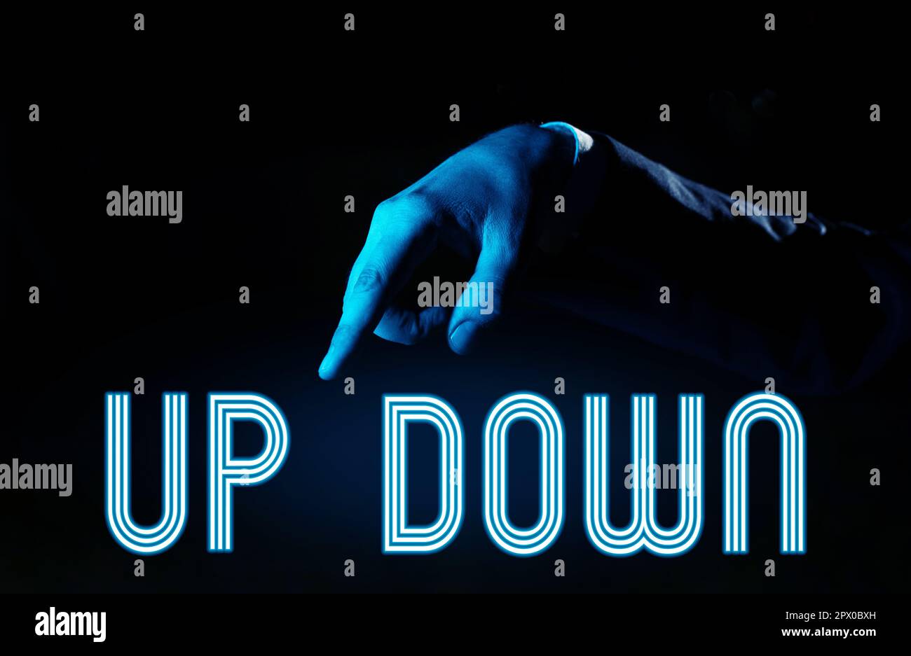 Conceptual display Up Down, Business concept To look or to feel up-down ...