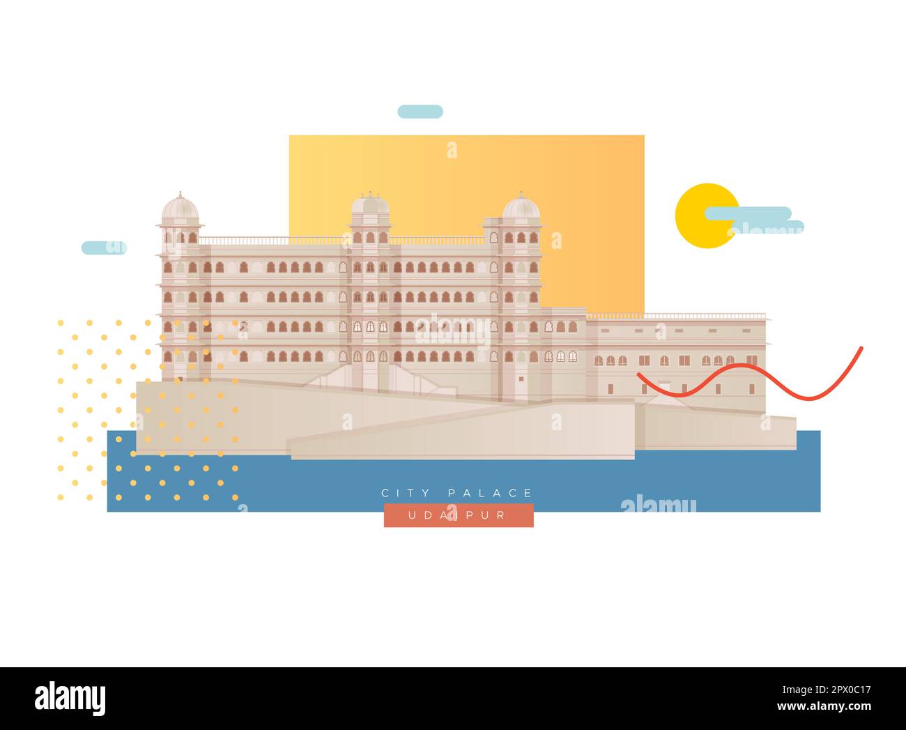 Historical City Palace - A Landmark of Udaipur - Illustration as EPS 10 ...