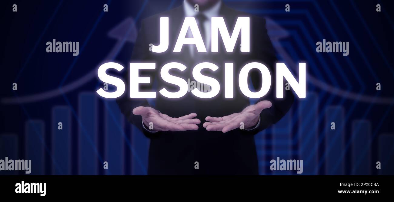 Conceptual display Jam Session, Business approach impromptu performance ...