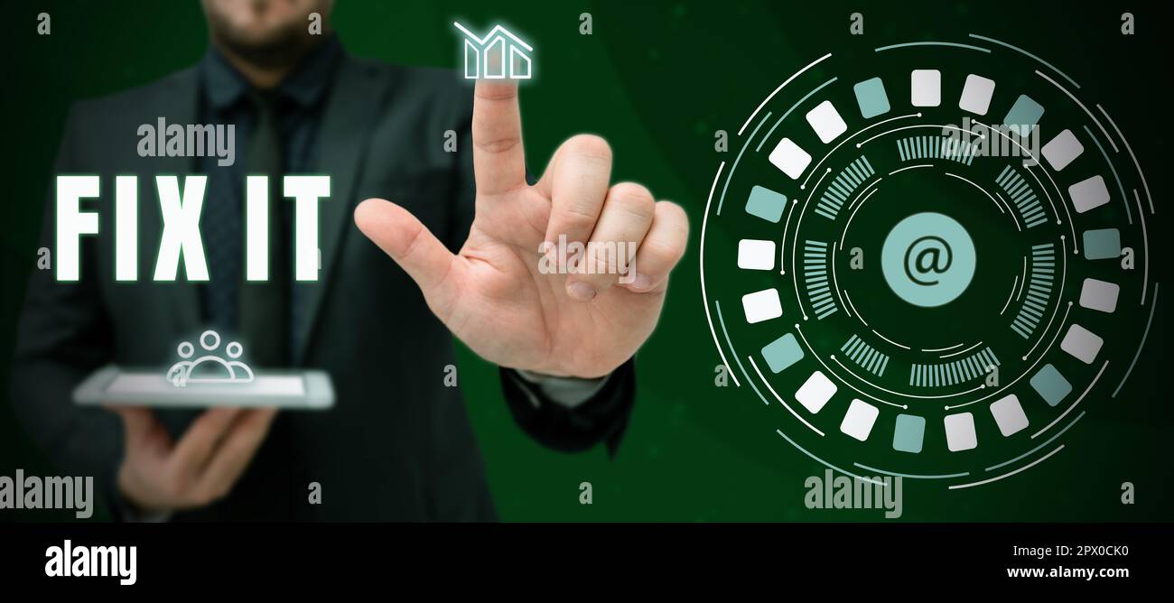 Text showing inspiration Fix It, Business idea Fasten something ...