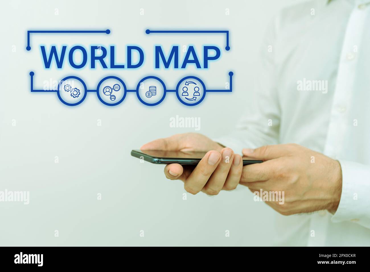 Text showing inspiration World Map, Business idea a diagrammatic ...