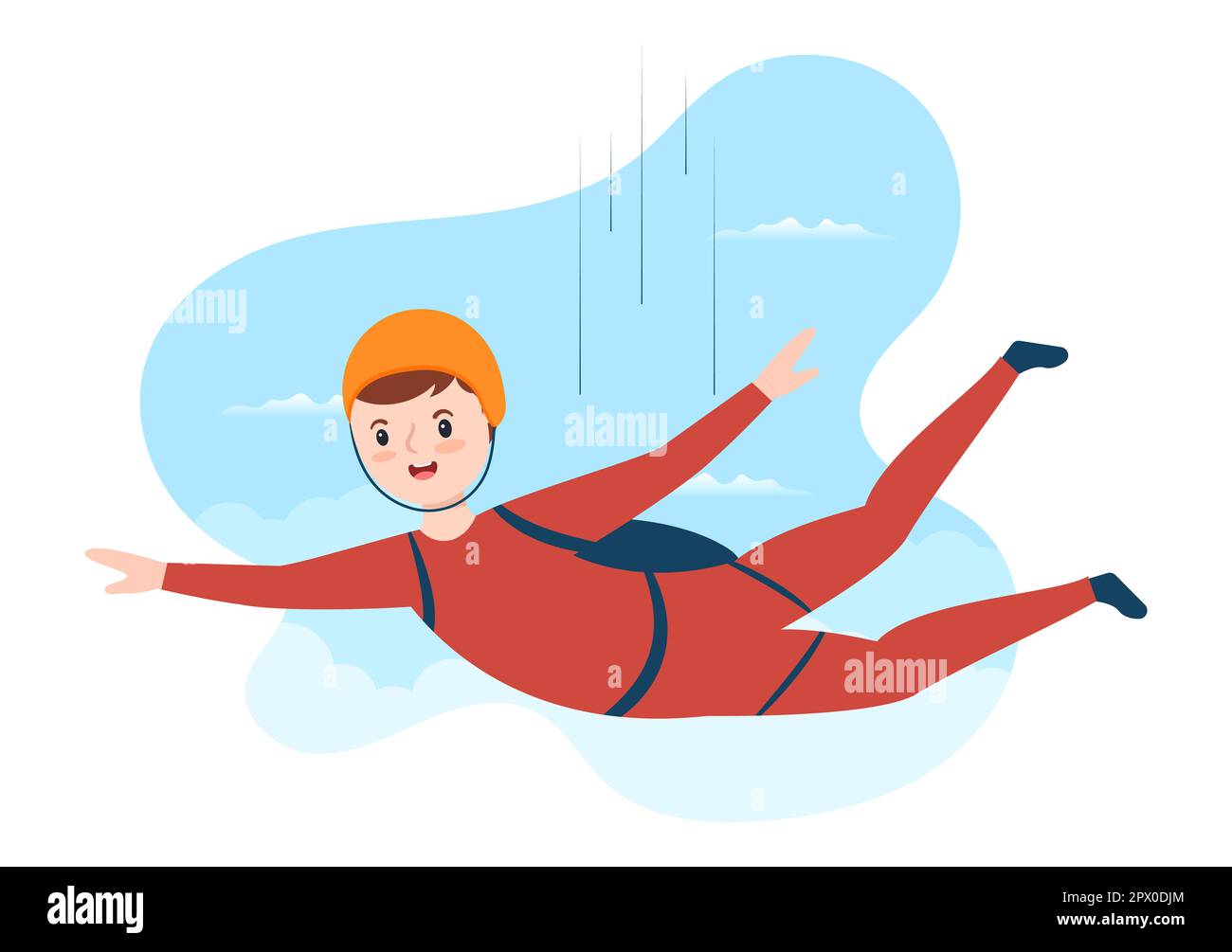 Skydiving Illustration with Skydivers use Parachute and Sky Jump for ...