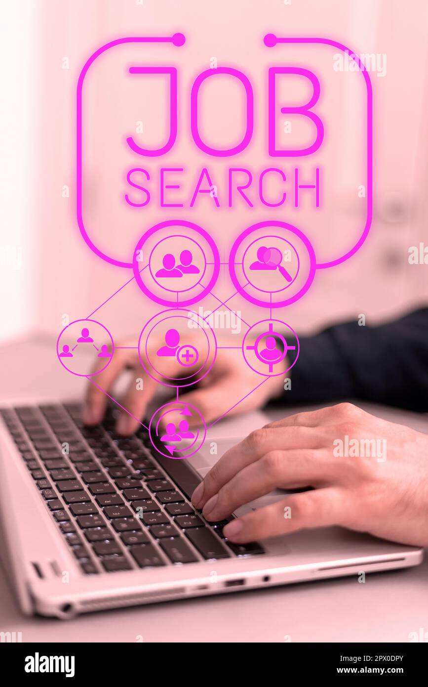 Hand writing sign Job Search, Business showcase An act of person to ...