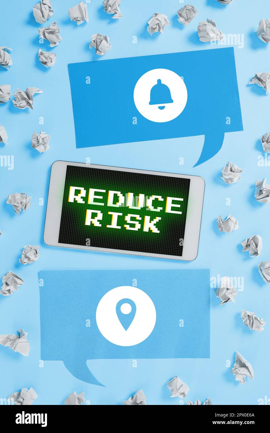 Conceptual caption Reduce Risk, Word Written on lessen the potential ...