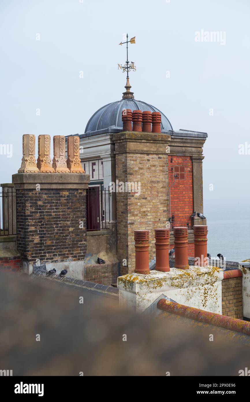 The dome and weather vane of Wellington Crescent Cliff Lift, an ...