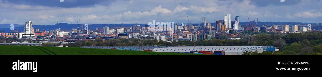 A panoramic view of Leeds City Centre taken from a distance of around 4 ...
