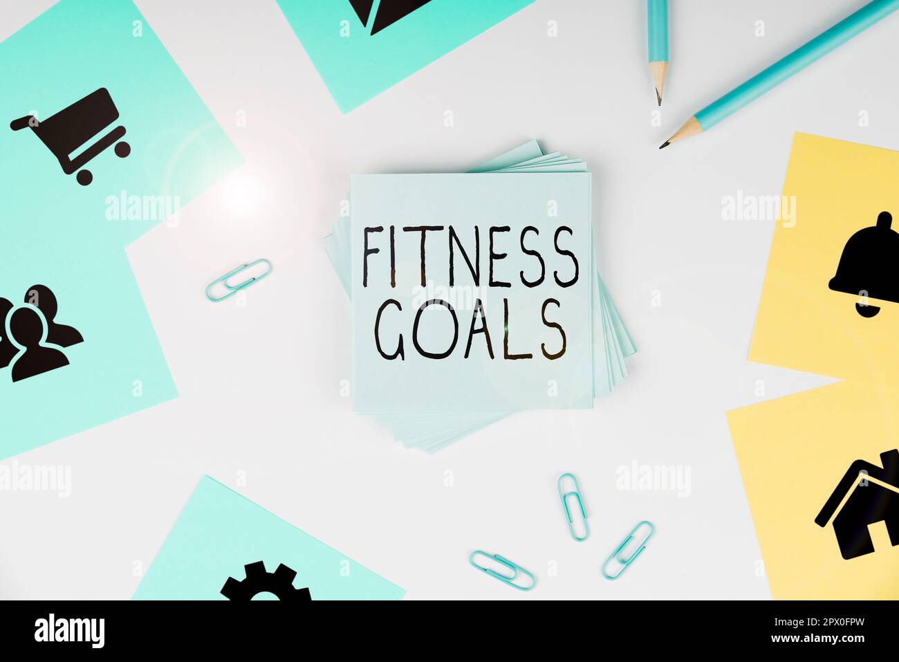 Text sign showing Fitness Goals, Conceptual photo Loose fat Build ...