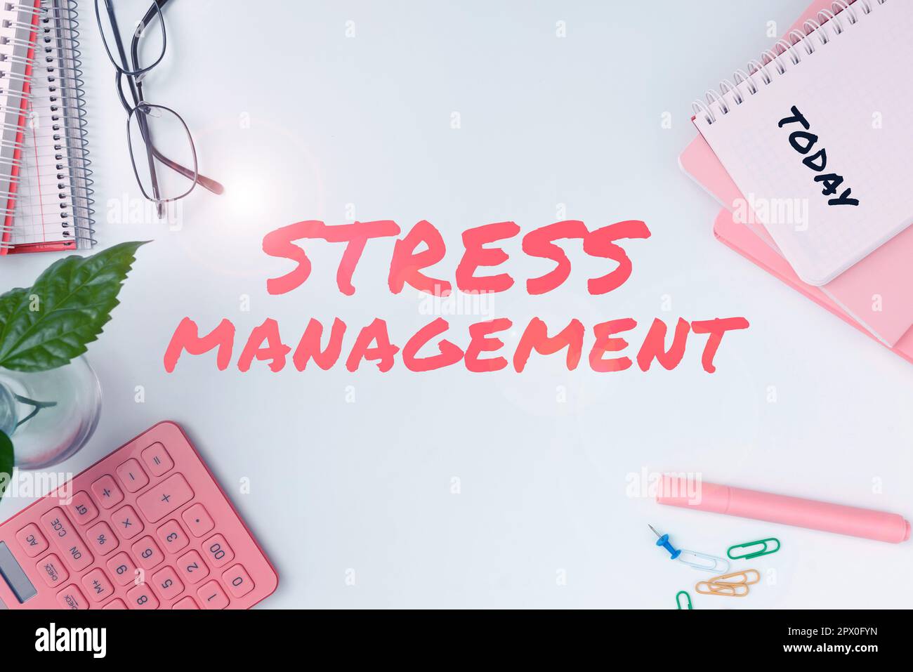 Text caption presenting Stress Management, Business showcase learning ...