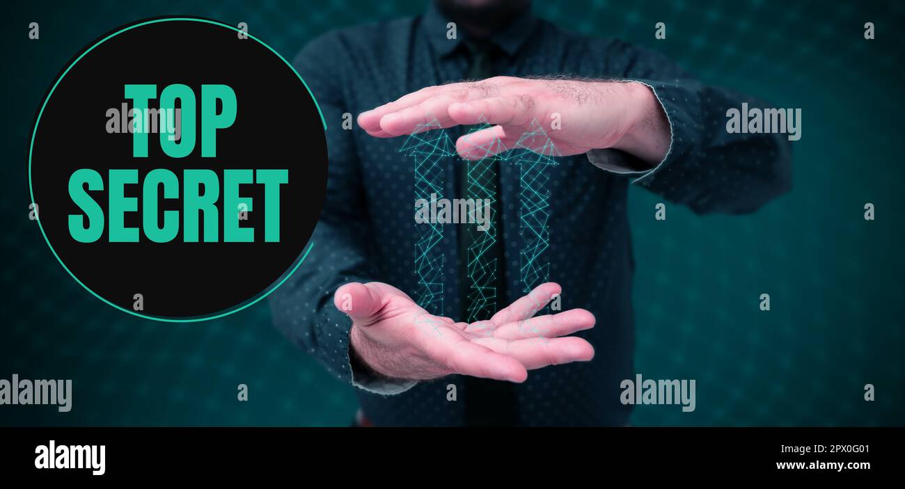 Text sign showing Top Secret, Word for telling someone important data ...