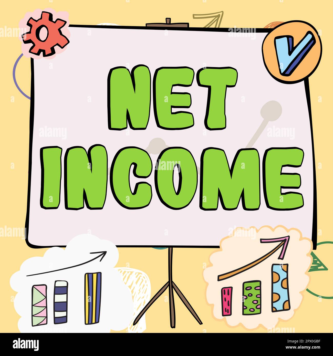 Hand writing sign Net Income, Business concept the gross income ...