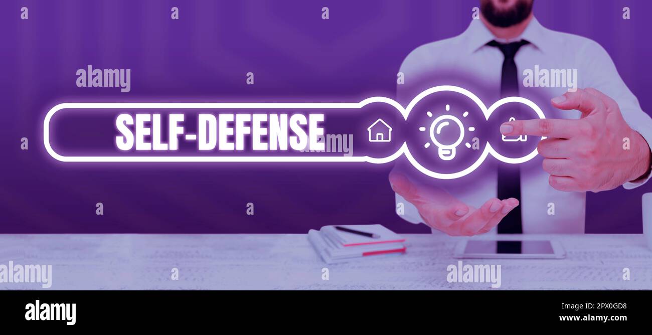 Conceptual display Self Defense, Conceptual photo the act of defending ...