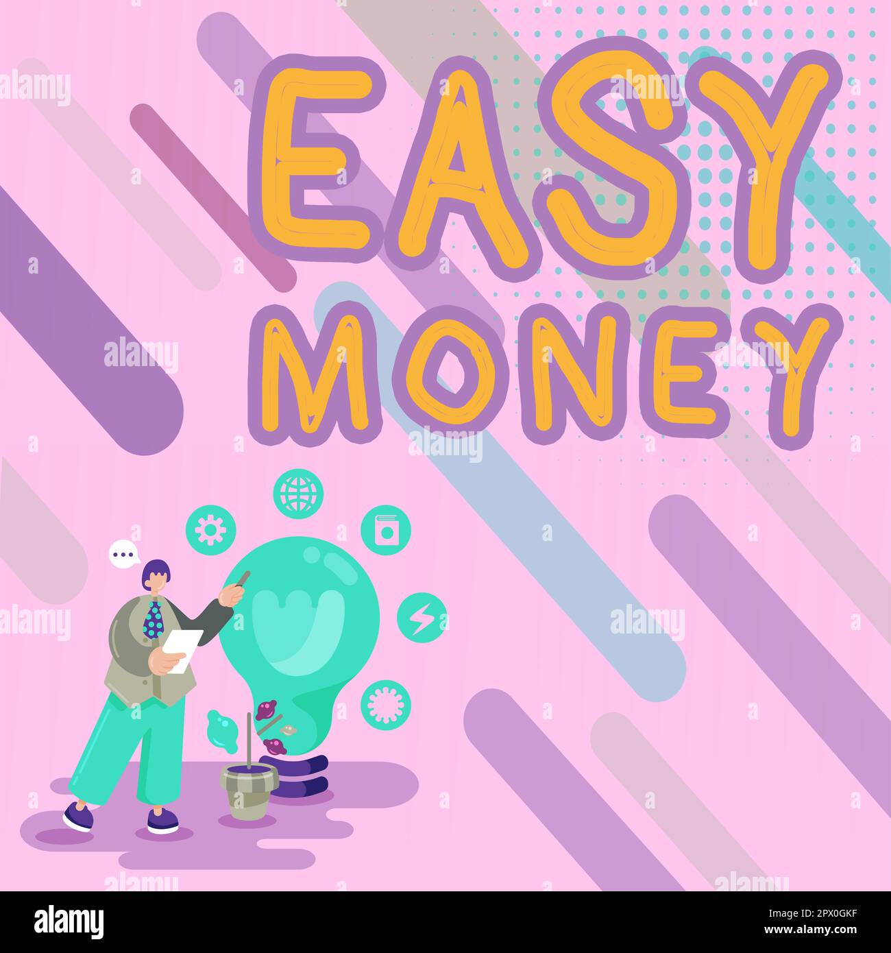 Hand writing sign Easy Money, Business overview money that is easily ...