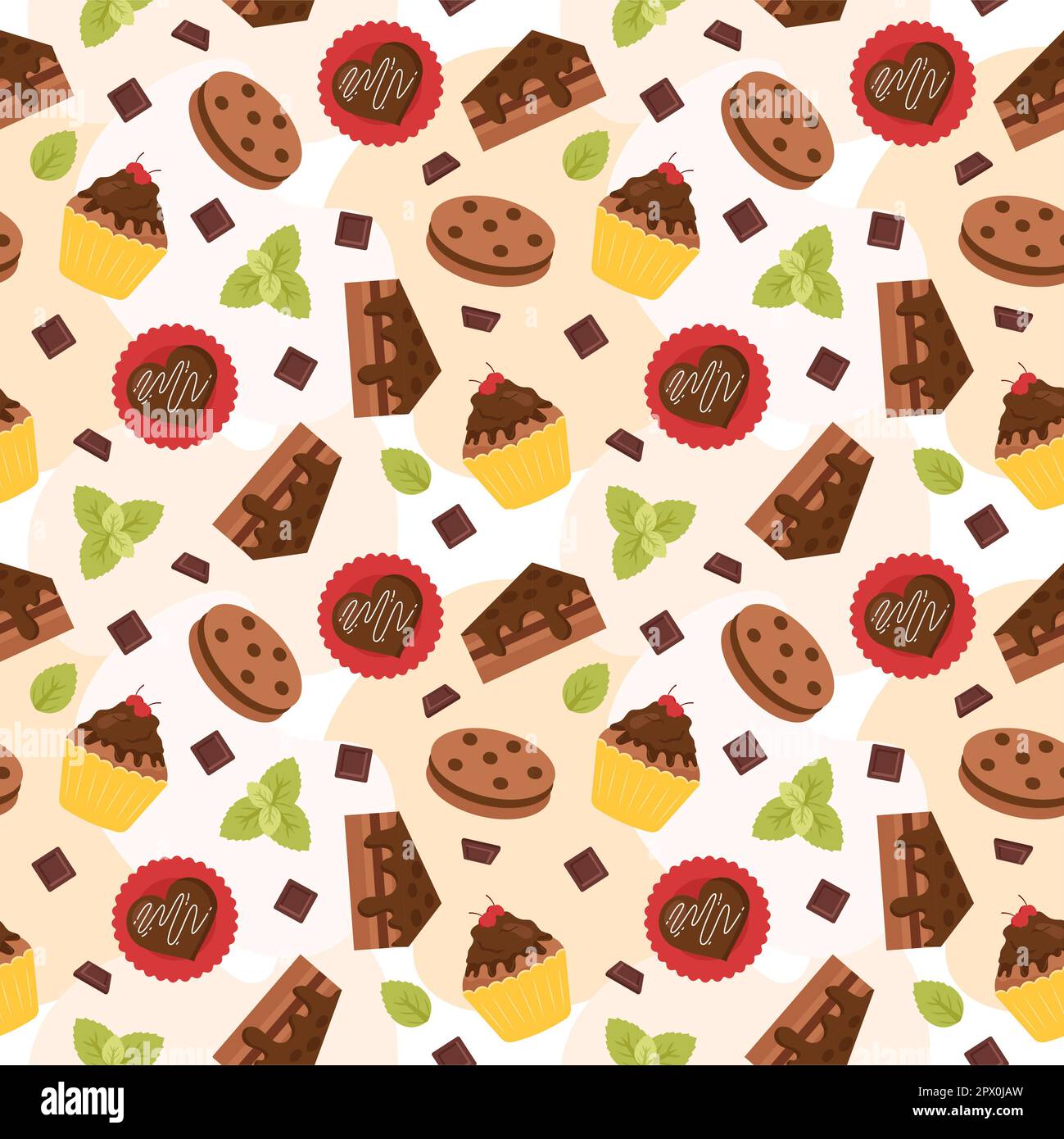 Chocolate Seamless Pattern Design with Choco Decoration in Template ...