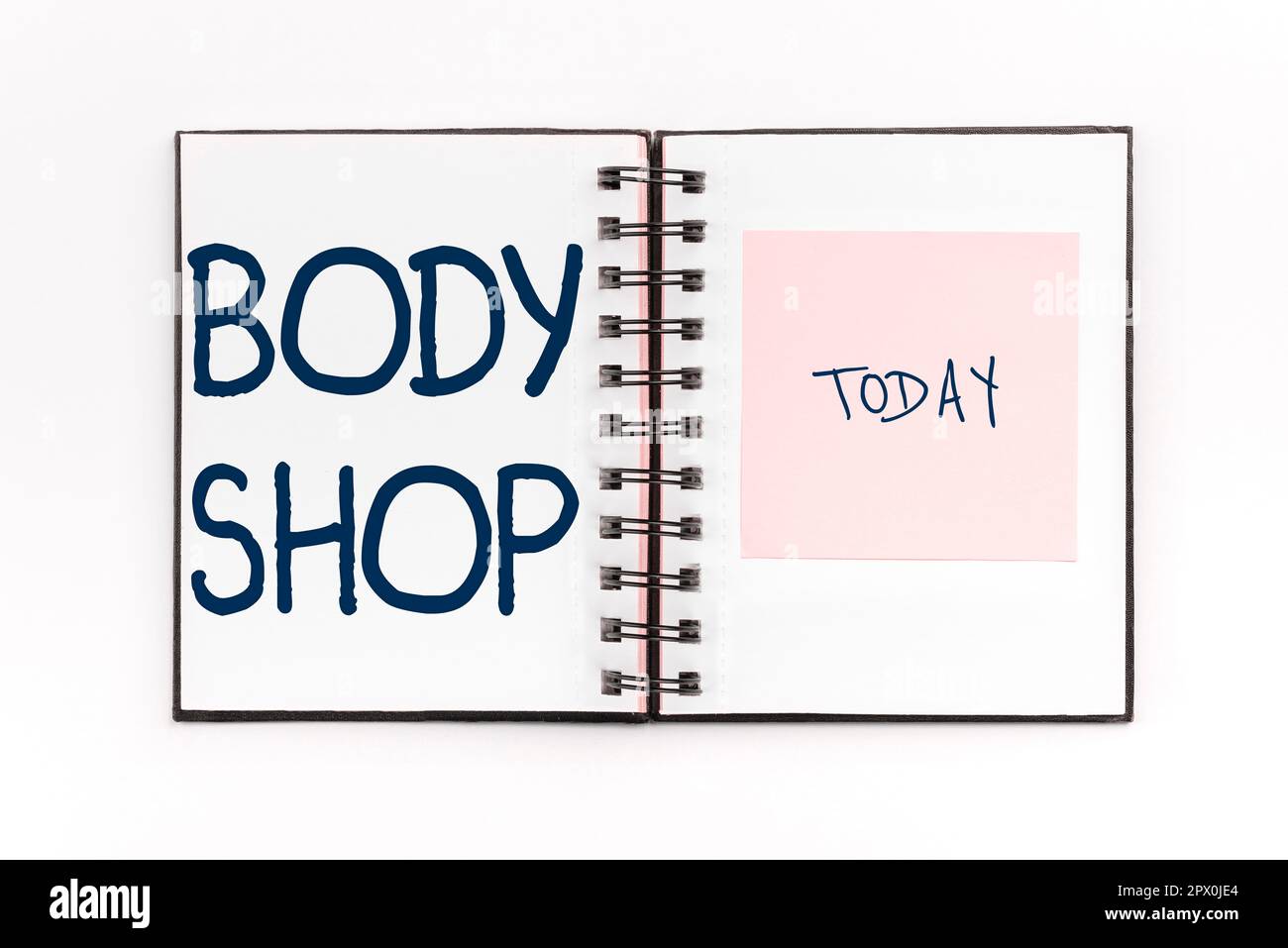 Hand writing sign Body Shop, Internet Concept a shop where automotive ...
