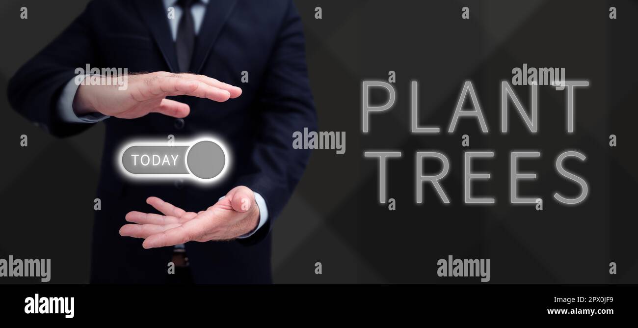 Writing displaying text Plant Trees, Business concept process of ...