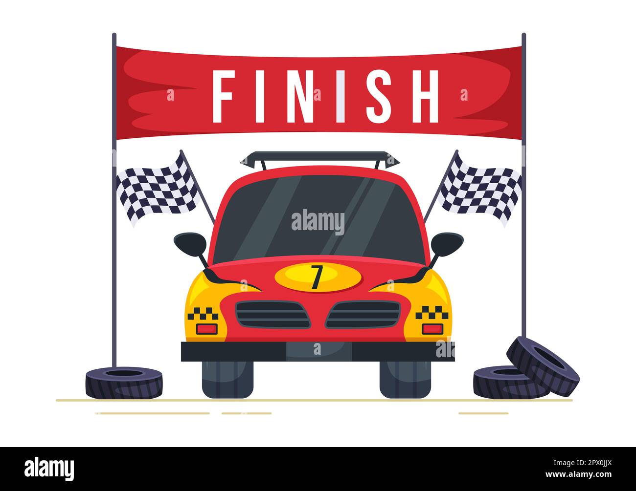 Race Finish Line Banner Cartoon