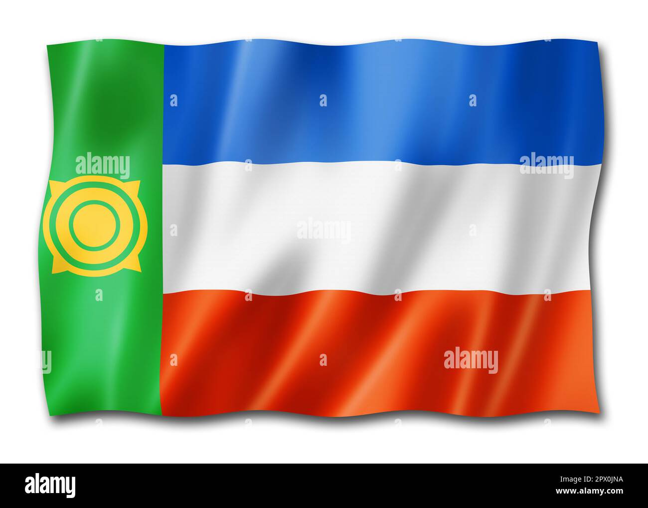 Khakassia state - Republic - flag, Russia waving banner collection. 3D ...